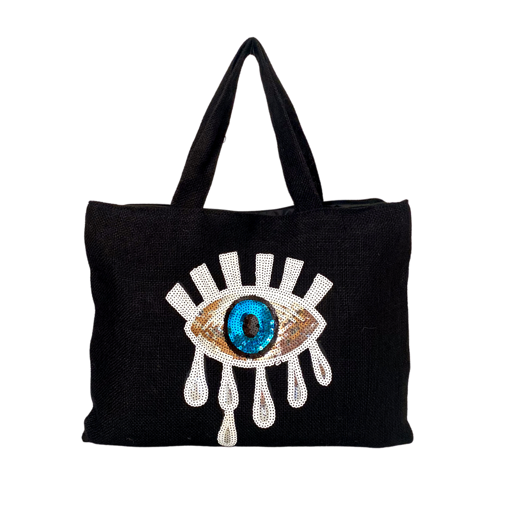 White Evil Eye Tote – Karen's Line